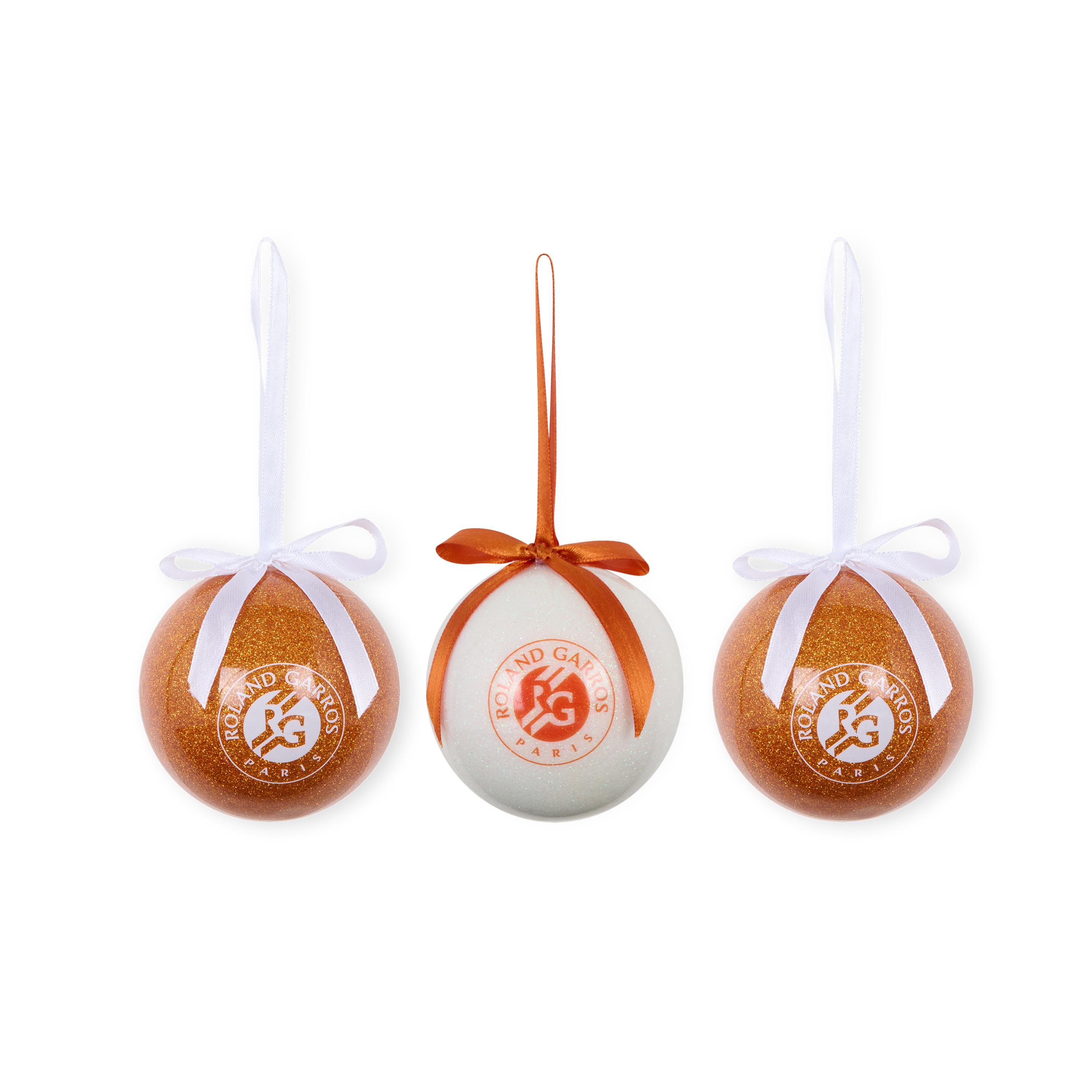 Roland-Garros box of 3 Christmas baubles - Clay and white | Roland ...