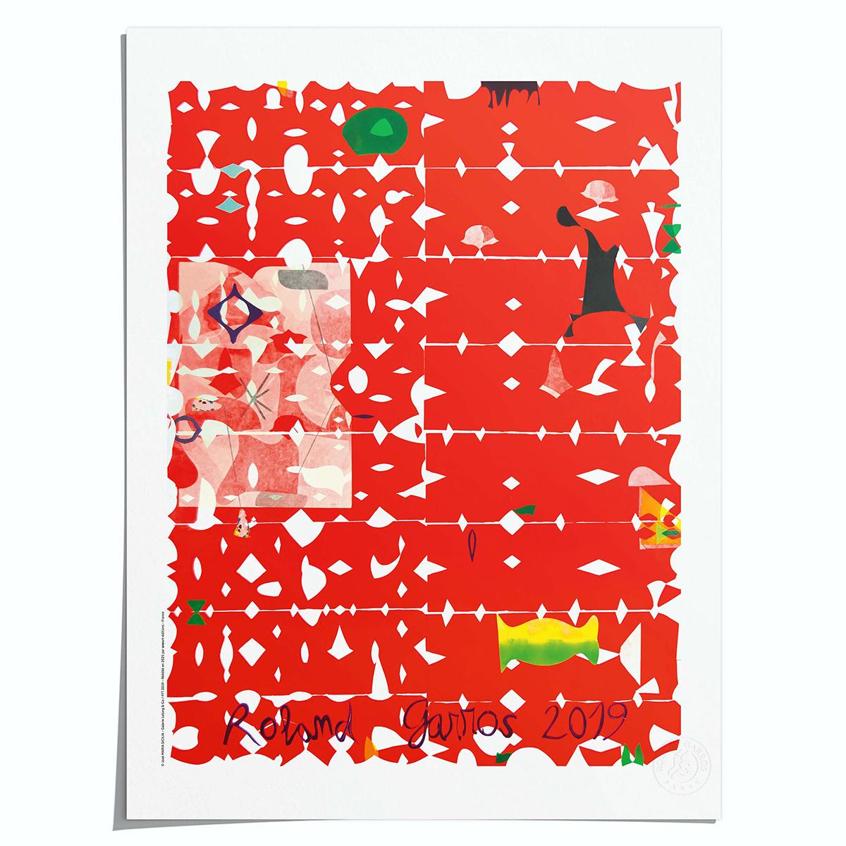 Affiche RG 2019 50x70 cm en tube Oneart x Roland-Garros - Terre battue | Roland-Garros Boutique