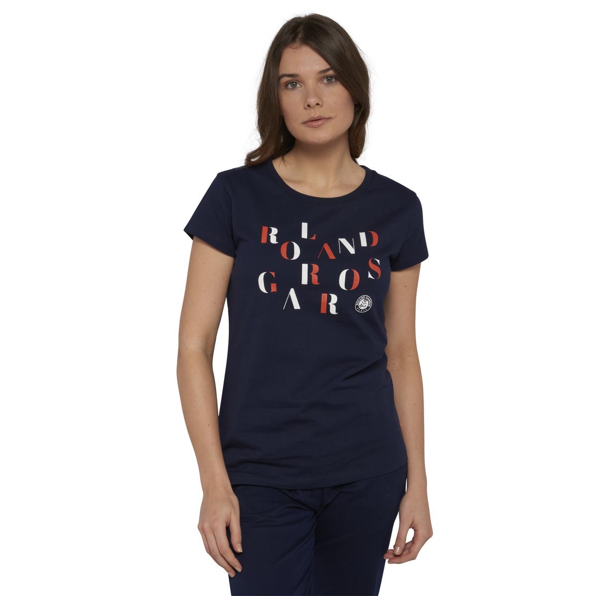 Roland-Garros woman t-shirt letters - navy blue | Roland-Garros Store