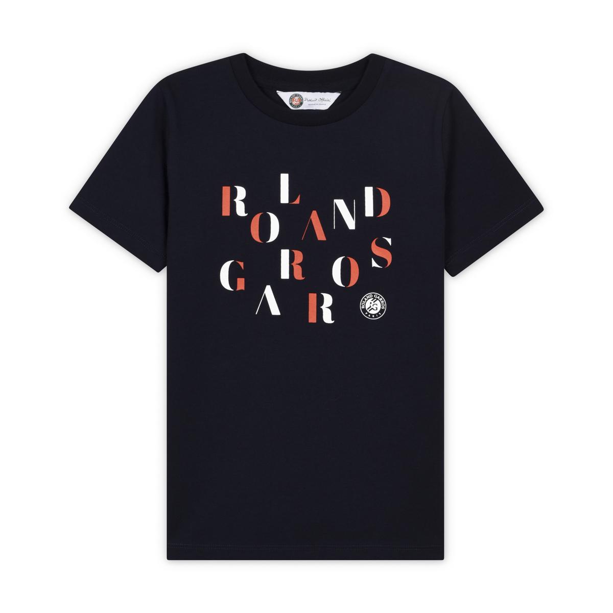 Boy's crew neck Roland-Garros letters t-shirt - navy | Roland-Garros Store