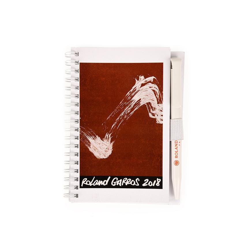 Roland-Garros 2018 poster notebook spiral biding and pen - white ...